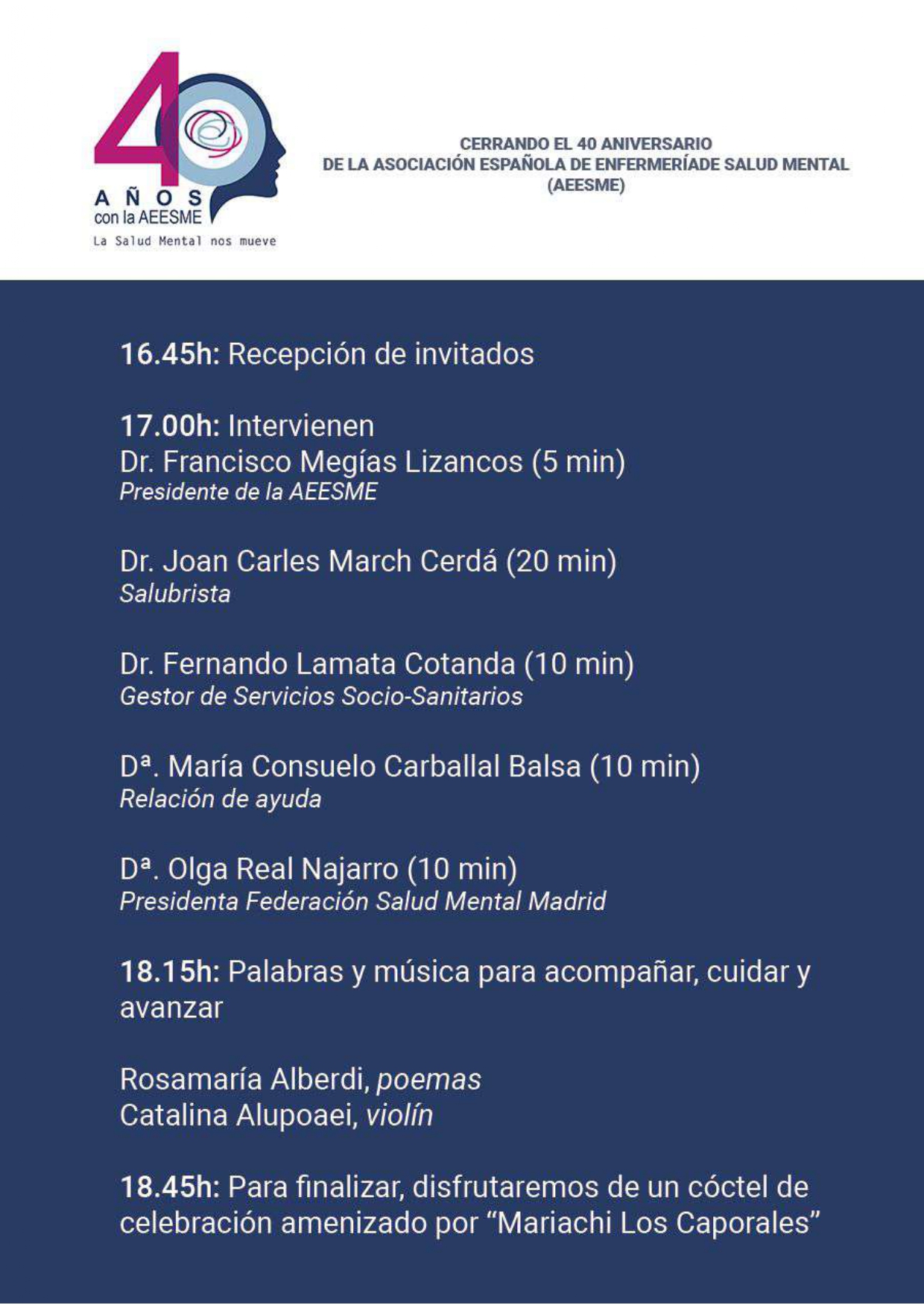 Acto final de la conmemoración del 40 aniversario de AEESME - SALUD ...