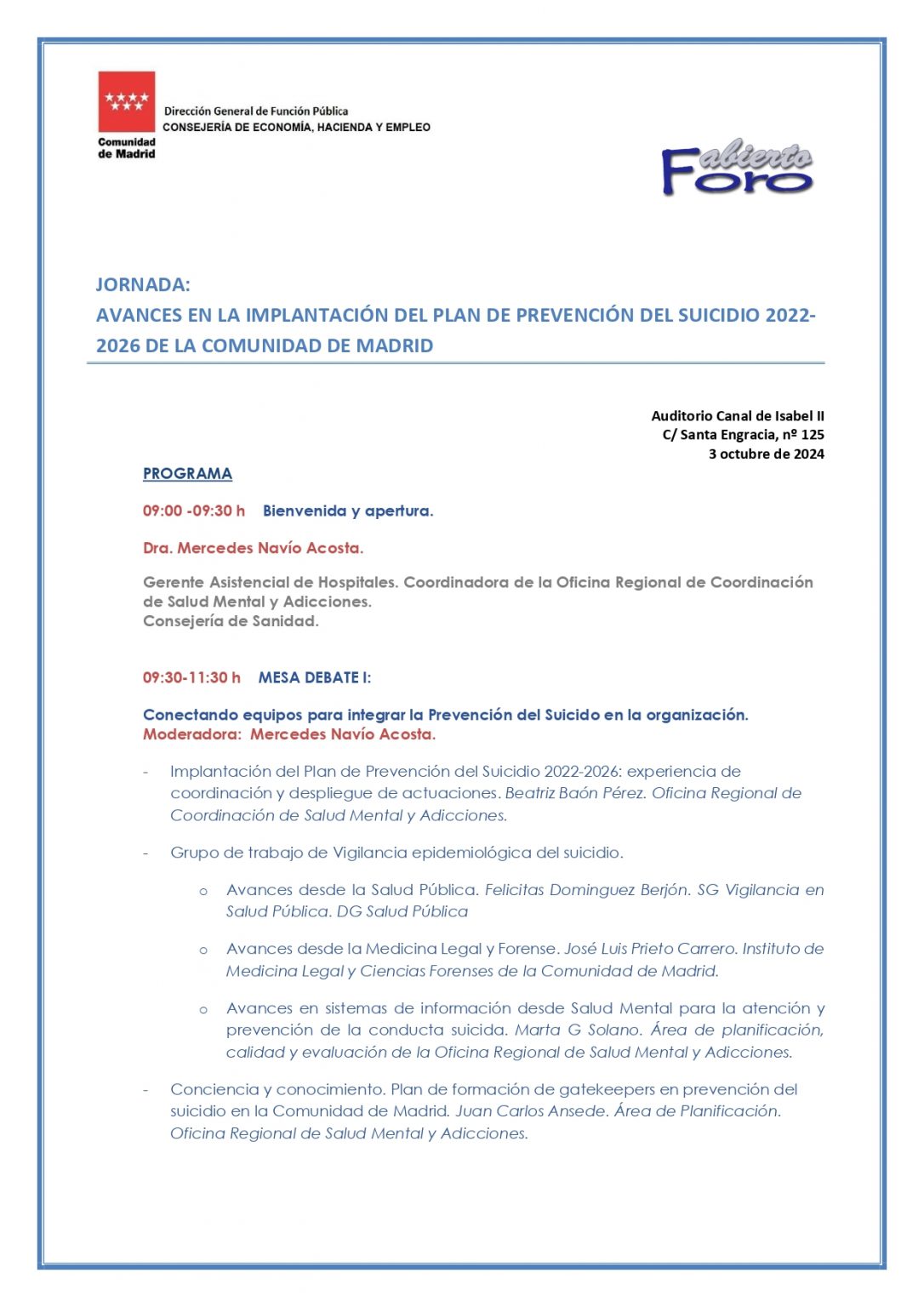 JORNADA: AVANCES EN LA IMPLANTACIÓN DEL PLAN DE PREVENCIÓN DEL SUICIDIO ...
